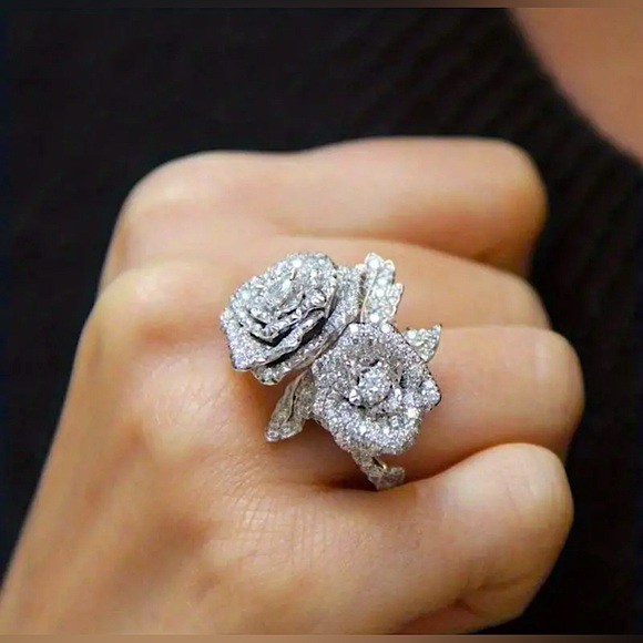 Katz Jewelry Emporium | Jewelry | Sterling Silver Cubic Zirconia Blooming Roses Ring | Poshmark